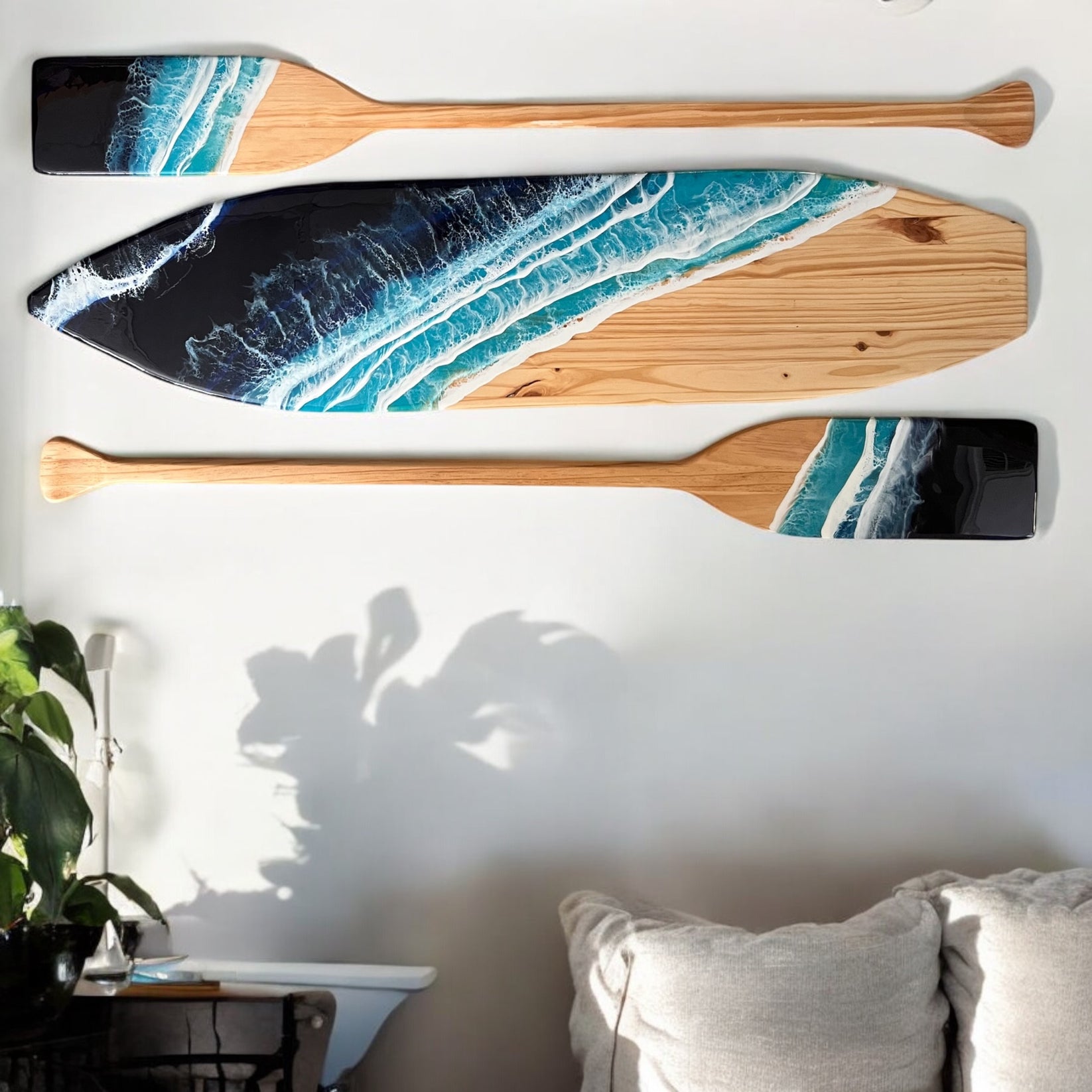 4ft Resin Surfboard Wall Art with Oars -Custom Order 48" – Daphnew Design