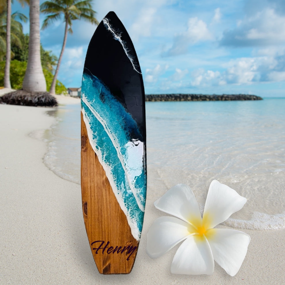 4ft Resin Surfboard Wall Art with Oars -Custom Order 48" – Daphnew Design